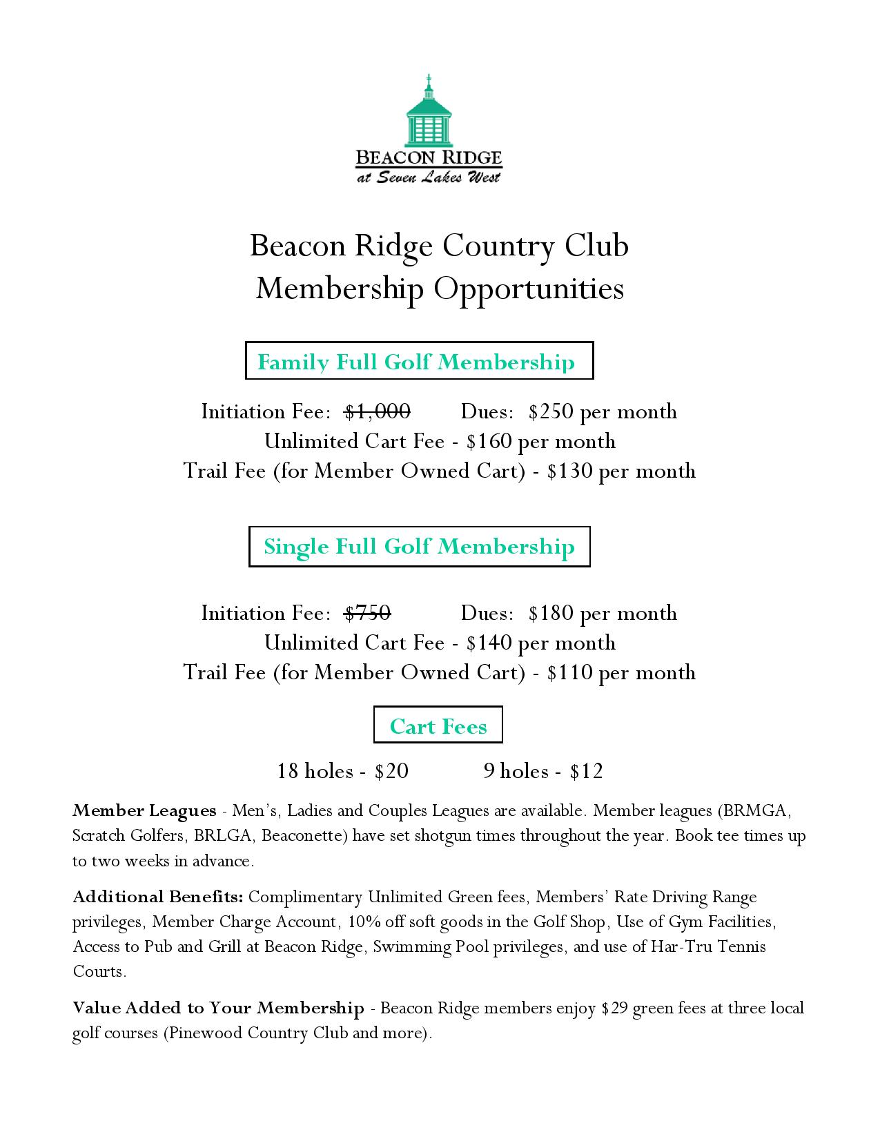 Join Beacon Ridge membership and Get 17 months of Golf for the price of ...