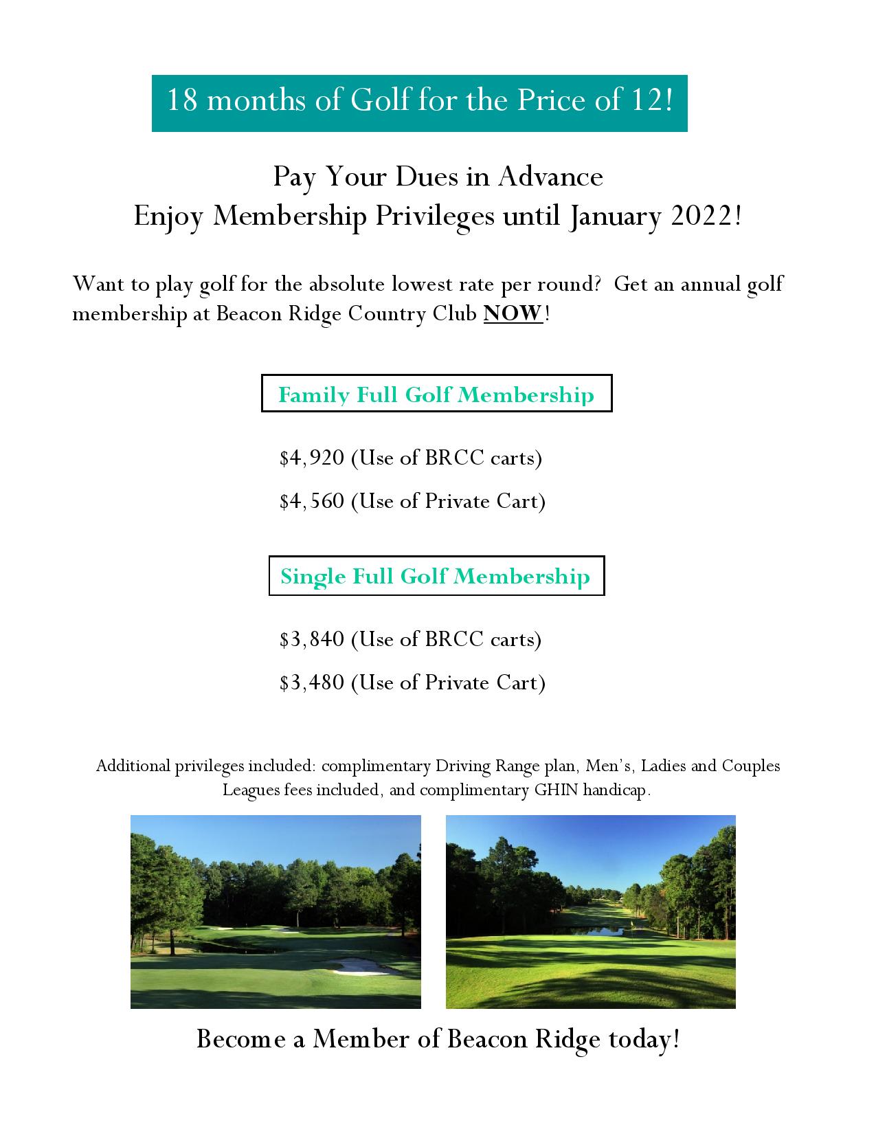 Join Beacon Ridge membership and Get 17 months of Golf for the price of ...