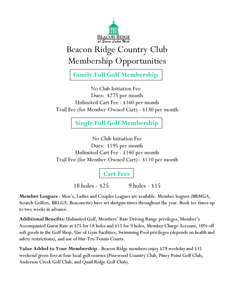 Membership - Beacon Ridge Golf & Country Club