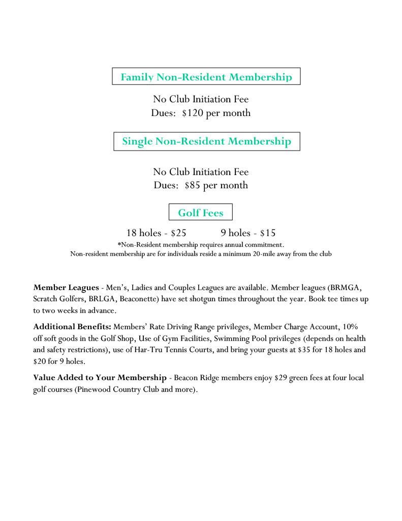 Membership - Beacon Ridge Golf & Country Club